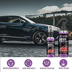 RJDJ 3 in 1 High Protection Quick Car Coating Spray, Car Scratch Nano Repair Spray, Plastic Parts Refurbish Agent, Quick Coat Car Wax Polish Spray for Cars (100ml, 3pcs)