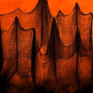 Zealor Halloween Creepy Cloth Party Decor Drape Doorways Entryways Windows Cover Gauze Creepy Spooky Halloween Decorations(8.7 Yards x 30 Inches, Black)