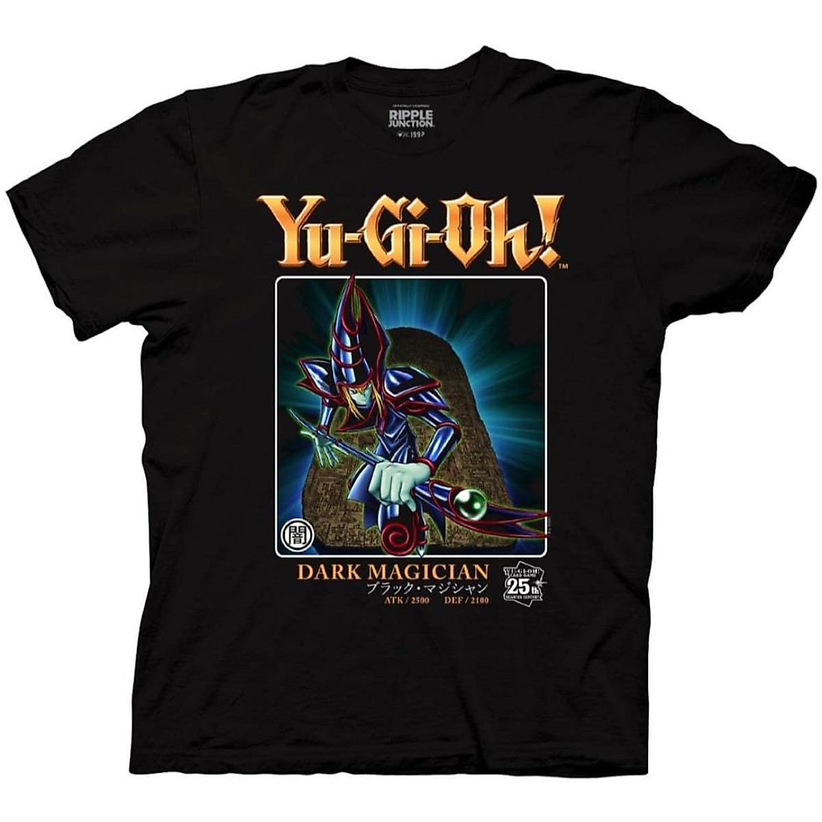 Ripple Junction Yu-Gi-Oh! Dark Magician Anime Adult T-Shirt Officially Licensed X-Large Black