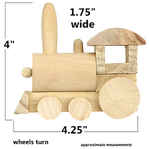 Iconikal Unfinished Wood Craft Steam Train Engine, 2-Pack