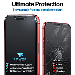 Power Theory Designed for iPhone 12/iPhone 12 Pro Screen Protector Tempered Glass [9H Hardness], Easy Install Kit, 99% HD Bubble Free Clear, Case Friendly, Anti-Scratch, 2 Pack