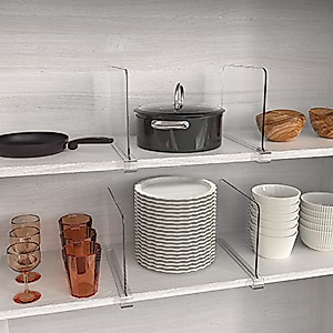 BTSD-home 8 Pack Acrylic Shelf Dividers for Closet Organization Clear Shelf Dividers for Wood Shelves in Bedroom, Kitchen and Office