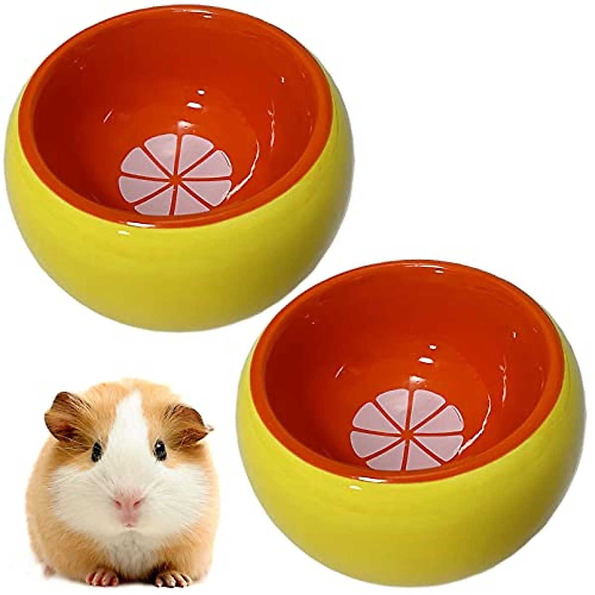 Tfwadmx 2 Pcs Hamster Food Bowl, Small Animals Ceramic Feeding Water Dish for Guinea Pig Rat Hedgehog Rabbit Gerbil Mouse Rodent