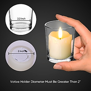 Homemory Flameless Votive Candles with Timer, 2" x 2" Real Wax, 400+Hour Realistic Black Wick Battery Operated Candles, Set of 6 for Wedding, Party and Holiday Decoration (Battery Included)