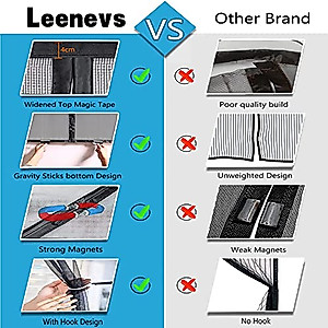 Magnetic Screen Door, Screen Size 39x94in/100x240cm(Width*Height) Durable Mesh Curtain Sliding Door Mesh with Full Frame-Brown