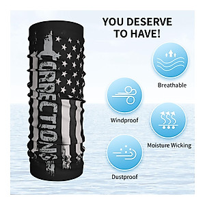 HSELOGI 4Pcs Men&Women Thin Silver Line Corrections Flag Magic Headwear Neck Gaiter Tube Scarf Headbands Bandana Balaclava for Outdoor Running Cycling Skating Work Out