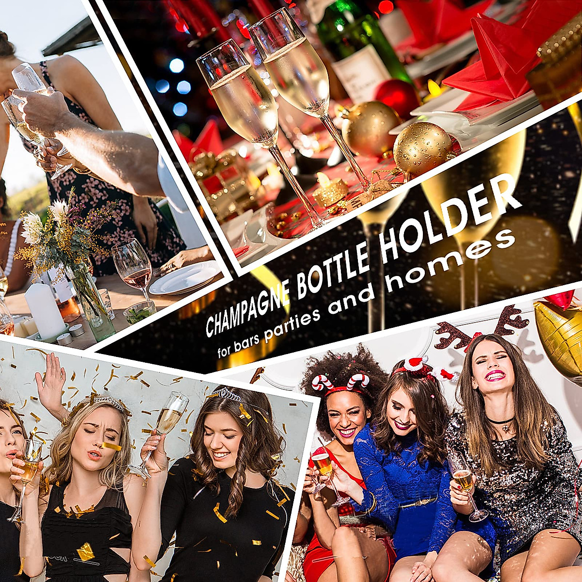 12 Pieces Champagne Bottle Clips for Sparklers, Champagne Bottle Extender Clips Sparklers,Champagne Sparkler Holders Clips for Candel Birthday Wedding Party Supplies