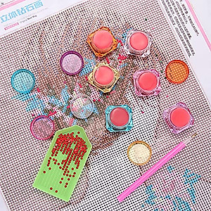 UUYYEO 5 Boxes Round Diamond Painting Wax Storage Container Case with Glue Clay Painting Glue Clay Organizer for Diamond Painting Embroidery Accessories Pink