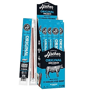 Original Jerky Beef Sticks by Country Archer, 100% Grass-Fed Beef, Gluten Free, High Protein Snacks, 1 Ounce, 18 Count