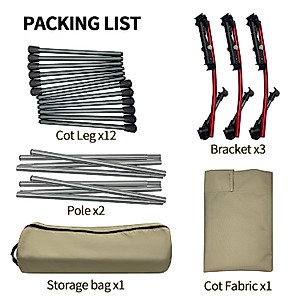 Sutekus Portable Camping Cot Ultralight Backpacking Cot Compact Sleeping Cot Bed with 2 Heights for Hiking Outdoor Beach Travel, Sand