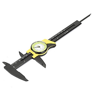 Depth Gauge Plastic Dial Vernier Caliper Professional Micrometer High Precision Measuring Tools with Round Dial for Machinists Woodworkers Craft(Yellow)