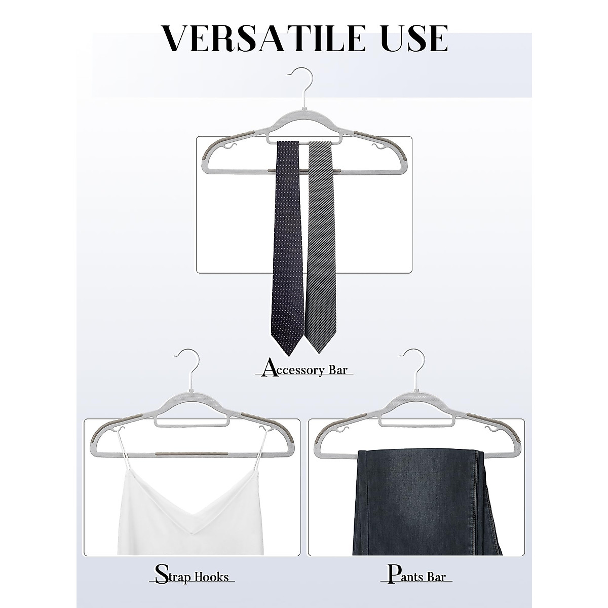 HOUSE DAY Plastic Hangers 50 Pack, Plastic Clothes Hangers Non Slip Hangers, Heavy Duty Plastic Hangers with 360° Swivel Hook, Ultra Thin Hangers Space Saving, Gray Hangers for Closet