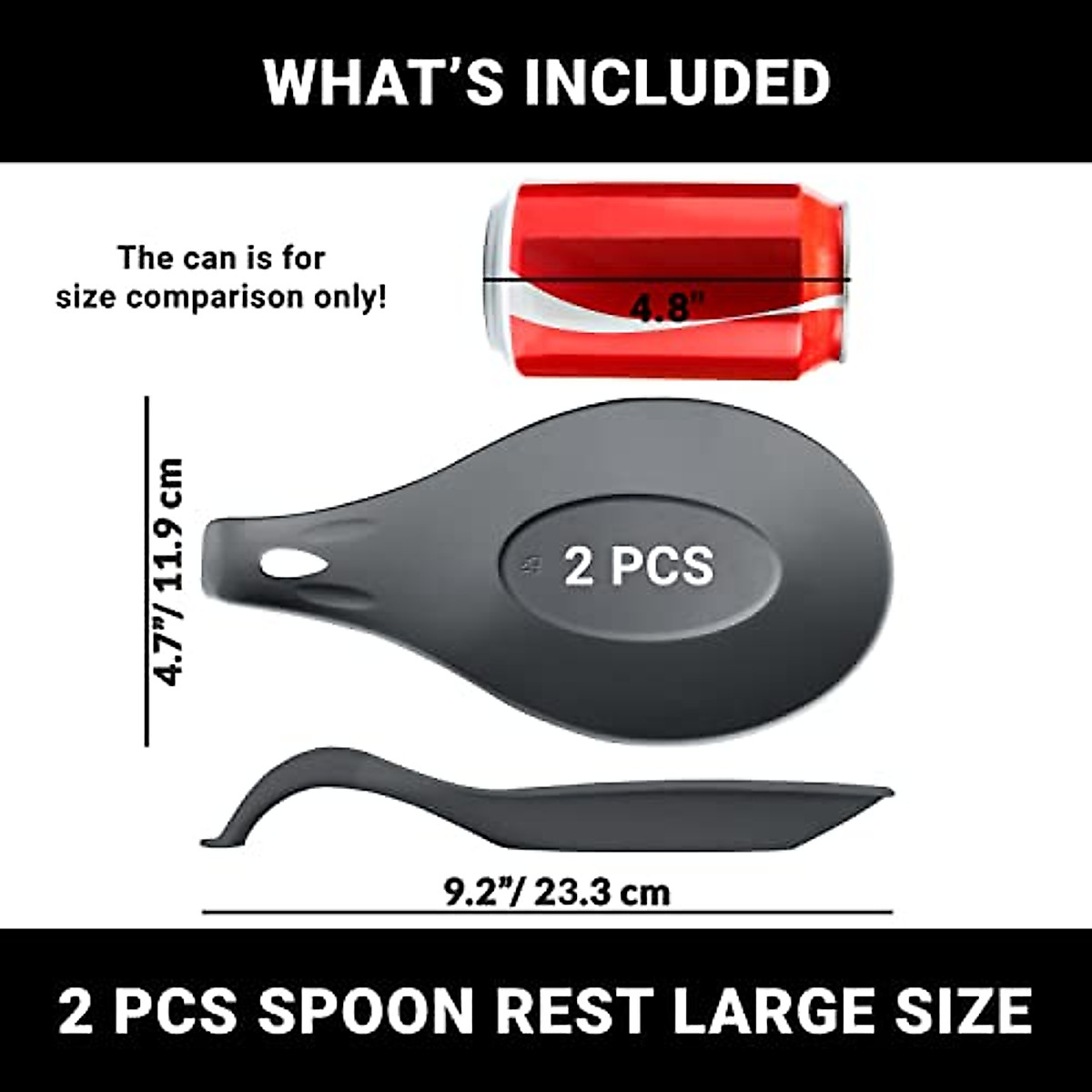 Silicone Spoon Rest for Stove Top – Set of 2 | HEAT RESISTANT | EASY – CLEAN Silicone Spoon Holder for Stove Top | Nonstick Sturdy Silicon Spoon Rest for Kitchen Counter | HOLDS 2 LARGE UTENSILS