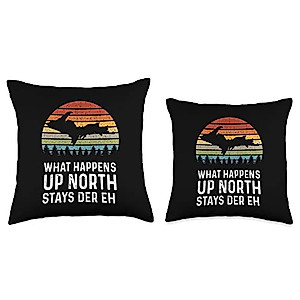 Yooper 906 Designs Upper Peninsula Michigan MI Retro What Happens Up North Throw Pillow, 18x18, Multicolor