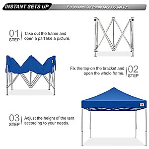 ABCCANOPY Large All Aluminum Canopy Commercial Instant Shade 10x10 Premium Series, Blue