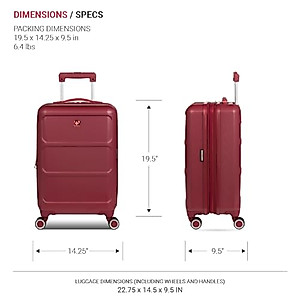 SwissGear 8090 Hardside Expandable Luggage with Spinner Wheels, Burgundy, Carry-On 20-Inch