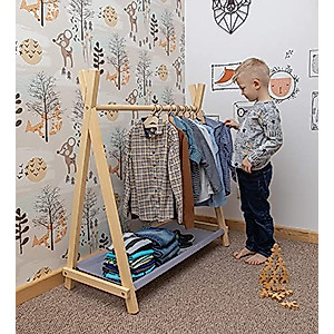 Children wardrobe, Montessori Teepee Style Clothing Rack with Storage, Shop display rack