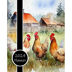 2024 Planner: Daily Weekly and Monthly Calendar | Schedule Organizer | January to December | Chicken