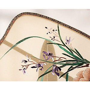HangErFeng Mulberry Silk Double-sided Hand made Embroidered Fans Classical Hanfu Accessories Chinese Fan Orchid 35