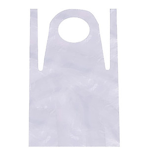 hapray 50 Pieces Disposable White Plastic Aprons, 46 inches x 28 inches Waterproof Polyethylene Perfect for Cooking Painting Arts n' Crafts and More