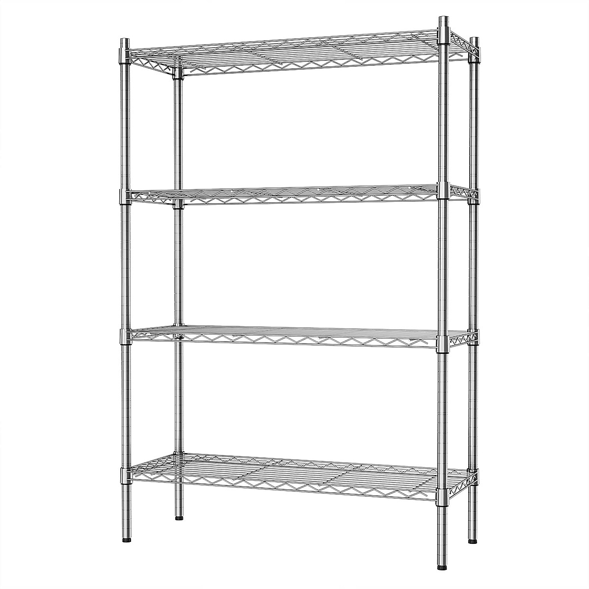Auslar 4-Shelf Storage Wire Shelves Heavy Duty 4 Tiers Standing Shelving Units Adjustable Metal Organizer Wire Rack, Chrome