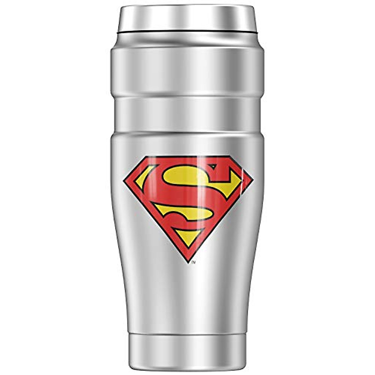 THERMOS Superman Classic Logo Shield STAINLESS KING Stainless Steel Travel Tumbler, Vacuum insulated & Double Wall, 16oz