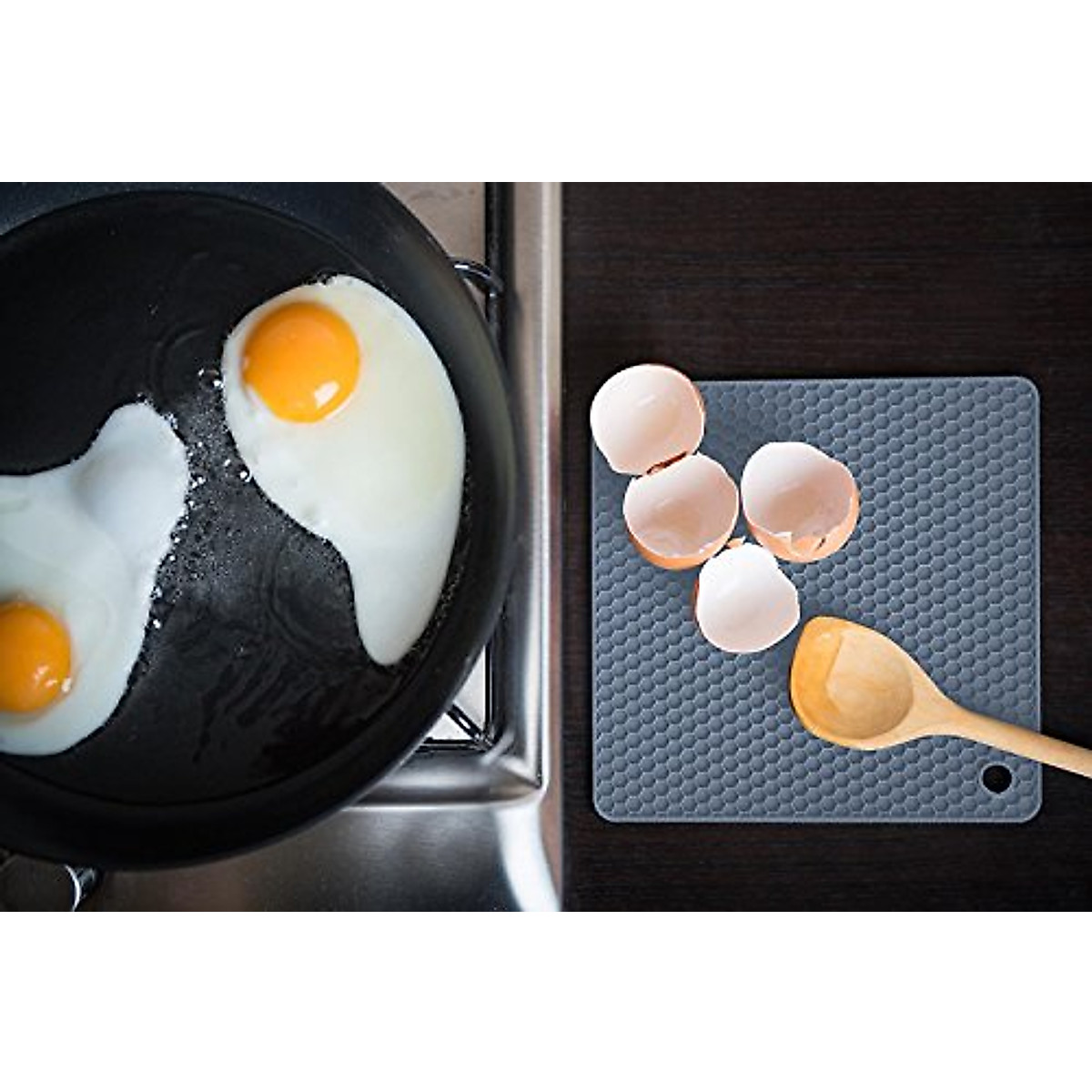 Silicone Trivet Mats - Pot Holders - Drying Mat Our potholders Kitchen Tools is Heat Resistant to 440°F, Non-Slip Durable Flexible Easy to wash and Dry and Contains 4 pcs by Q's INN.