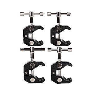 QYXINC 4Pack Super Clamp with 1/4 and 3/8 Thread Camera Clamp Mount，Crab Clamp Rod Clamp Clip for Cameras, Rods, Lights, Hooks, Shelves, Cross Bars, etc