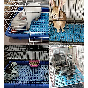 JSLZF Plastic Rabbit Cage Mat, 4 PCS Bunny Feet Pad, Small Animal Floor Pet Mat, Hole Leak Water, Resistance to Chew, Washable, Thick Nest Mat for Rabbit, Bunny