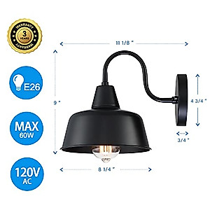 DOCIUEON Indoor Outdoor Wall Lights, 2 Pack Modern Farmhouse Gooseneck Barn Light, Exterior Lighting Fixture Outside Wall Sconce for Porch, Entryways, Patio,Garage