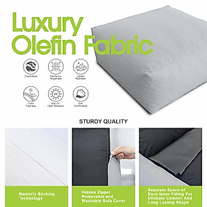 Patio Furniture Set Bean Bag Ottoman Chair 7PC Outdoor Chairs Sectional Conversation Patio Chair Daybed Furniture Outdoor Sofa Couch High Density Foam Filling Modern Comfy Patio Couch (light gray)