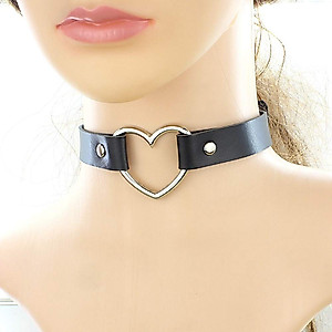 YA-LIDS Choker Collar for Women Girls, Adjustable Rock Punk Choker Collar Necklace (Black+Pink)