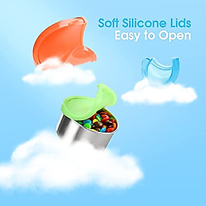 Stainless Steel Containers with Lids, Reusable Snack Containers for Kids, 18/8 Stainless Steel Lunch Box Containers, Leakproof, Premium Silicone, Easy Open Food Containers - 13oz, 7oz, 3oz