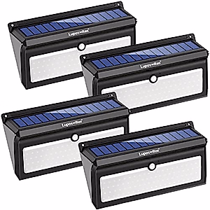 Luposwiten Solar Lights Outdoor Waterproof 100 LED Solar Powered Outdoor Lights, Motion Sensor Outdoor Lights for Front Door, Yard, Garage, Garden, Patio, Deck (4 Pack)
