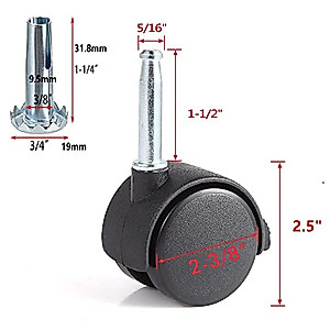 MCAMPAS 2 Pack Lock Swivel Caster Replacement Parts for Weber Gas Grill Stem Casters-2.5 inch Caster Wheel