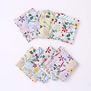 HOULIFE 4/8 PCS Women Cotton Floral Handkerchiefs 100% 60S Elegant Flower Print Hankies for Ladies Girls Wedding Party