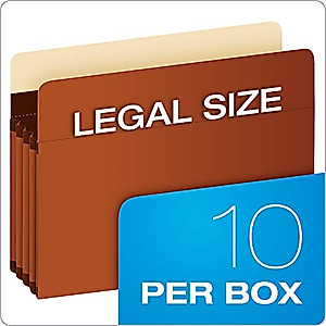 Pendaflex Expanding Accordion File Pockets, Extra Durable, Expands 3.5", Legal Size, Reinforced with Dupont Tyvek Material, 10/Box (15423)