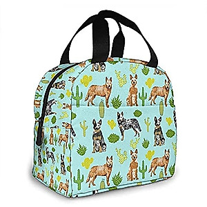 Lunch Bag Australian Cattle Dog Blue And Red Heelers Cactus Blue Tint Lunch Box Insulated Bag Tote Bag For Men/Women Work Travel