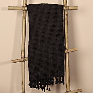 PÜSKÜL - Soft Quality Thin Waffle Bath and Beach Towels 67X33 Inches 2-Pack (Black)