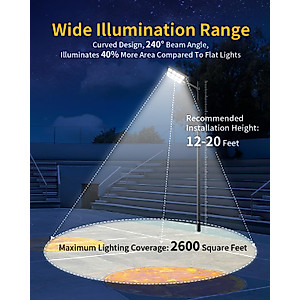 EOSRUJU 1200W Solar Street Lights Outdoor, 240000LM Parking Lot Lights with Motion Sensor, IP65 Waterproof Solar Flood Lights, Dusk to Dawn Solar Lights for Garden, Yard, Parking Lot