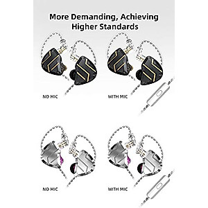 CCA C10 Pro in-Ear Earphone, HiFi Stereo in-Ear Monitor High Resolution Earbud Headphone, 4BA+1DD Five Driver in-Ear Earphones with C Pin Detachable Cable (No Mic, Purple)