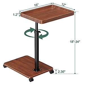 XNSDXV C Table End Table Adjustable Height, 360°Swivel TV Tray Table for Small Spaces, Couch Tables That Slide Under, C Shaped Side Tables Living Room and Bedroom for Sofa, Bed,Chair, Snack (Black)