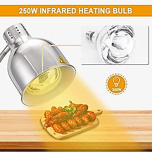 Commercial Food Heat Lamp 360°Adjustable Head With Marble Base Infrared Heating Bulb For Food Heating Warmer Light Lamp For Food Service Heat Lamp