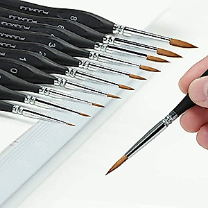 Kolinsky Sable Watercolor Brushes, 10pcs Sable Detail Paint Brush Set Will Keep a Fine Tip Point and Spring for Watercolor Acrylic Gouache, Miniature, Nail Art & Models Warhammer 40k