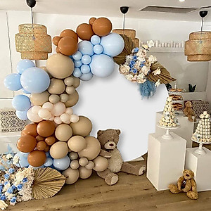 Canessioa 7.2x7.2ft White Round Backdrop Solid White Round Backdrop Cover Polyester Plain White Round Backdrop for Photo Shoot Adult Kid Birthday Party Baby Shower Wedding Decoration Supply