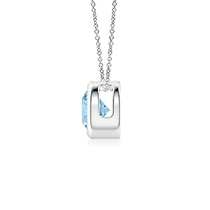 Bezel-Set Round Aquamarine Solitaire Pendant in Silver (5mm Aquamarine), Aquamarine
