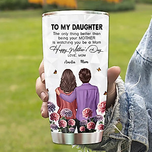 ORIWAVE To My Daughter From Mom Happy Mother's Day Birth Flower, Christmas, Birthday Personalized Tumbler 20 Oz Stainless Steel For Mom, Daughter, Grandma