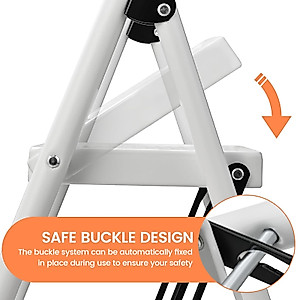 Step Stool for Adults,2 Step Ladder Folding 330 lbs Anti Slip Step Stool,Foldable Ergonomic 2 Steel Stool with Wide Pedal for Home, Kitchen, Office (White)
