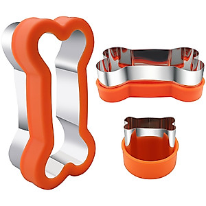 Dog Cookie Cutters Set 3 Piece -3 Different Sizes Of Dog, Bone, and Paw Print Cookie Mold Dog Bone Cutters Stainless Steel Shaped Cutters for Homemade Treats,Cakes and Cookies