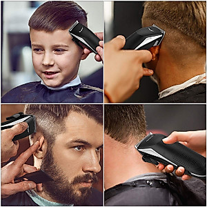 CkeyiN Hair Clippers for Men, Electric Hair Trimmer Corded Clipper Home Haircut & Grooming Kit with 10 Guide Combs 1 Scissor 1 Comb for Men Kids Barber